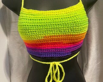 Crochet Crop Top. All Neon Everywhere. - Etsy