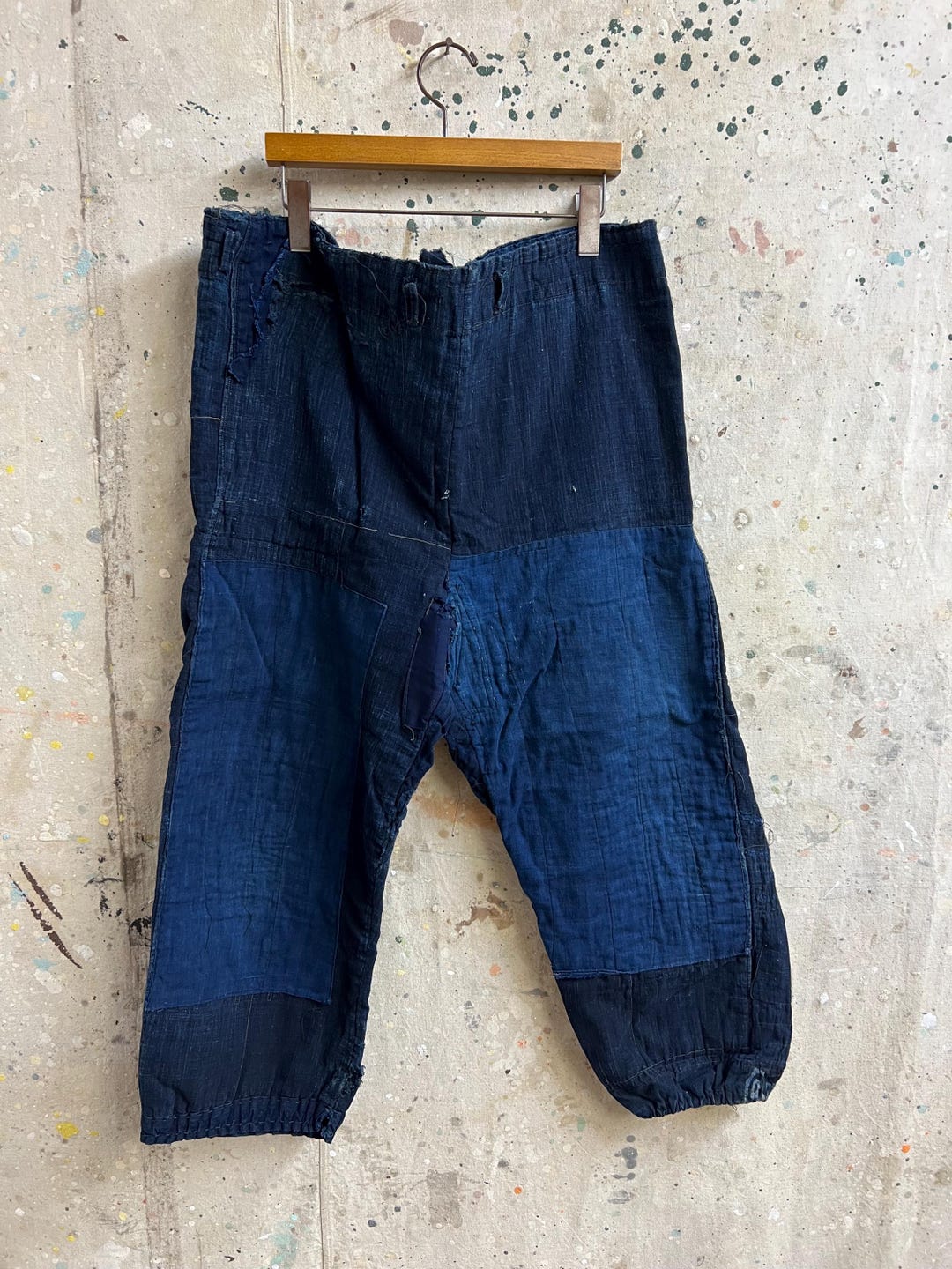 Vintage Japanese Famer’s Indigo Dyed Boro Patched Monpe Pants #3023 - Etsy
