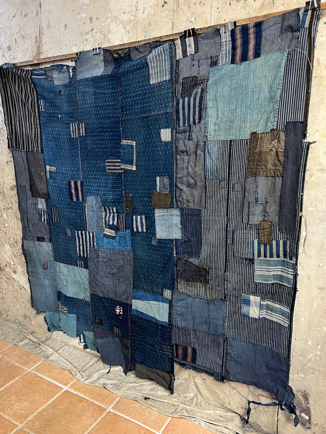 Vintage Japanese Indigo Dyed Boro Patched Fabric #1513 - Etsy