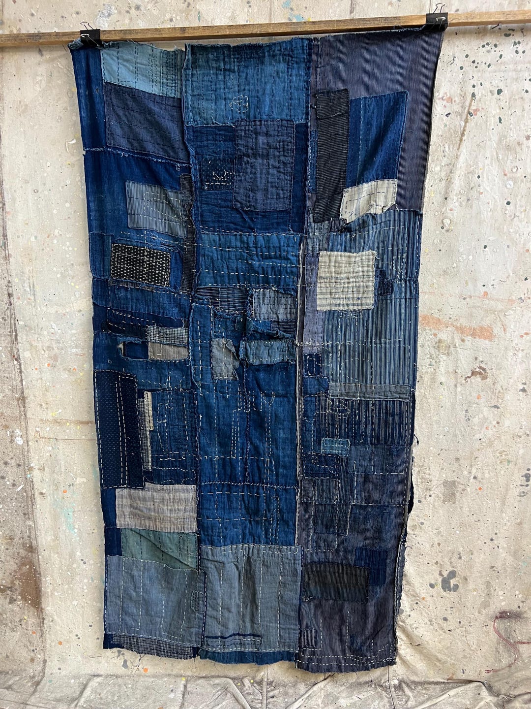 Vintage Japanese Indigo Dyed Boro Patched Fabric #2642 - Etsy