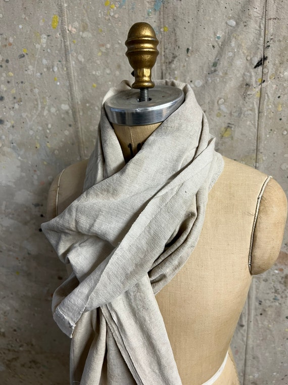 Vintage Japanese natural color boro fabric scarf #777 - Gem