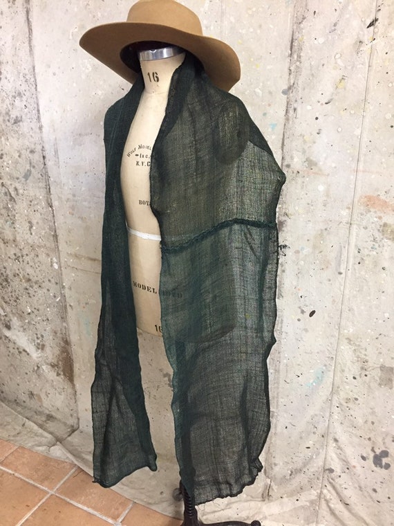 Japanese vintage hemp mosquito net fabric scarf #396 - Gem