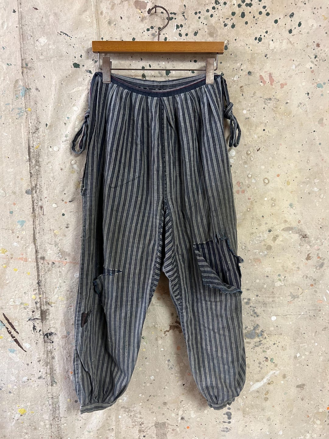 Vintage Japanese Famers Stripe Sun Fade Boro Monpe Pants 2186 - Etsy