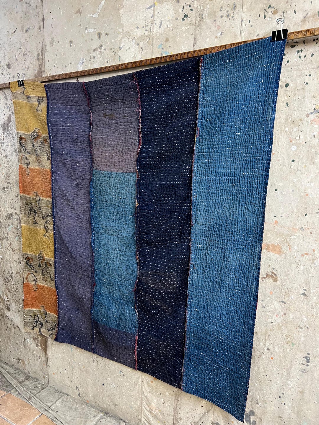 Vintage Japanese Sashiko Stitching Fabric Rug #4196 - Etsy