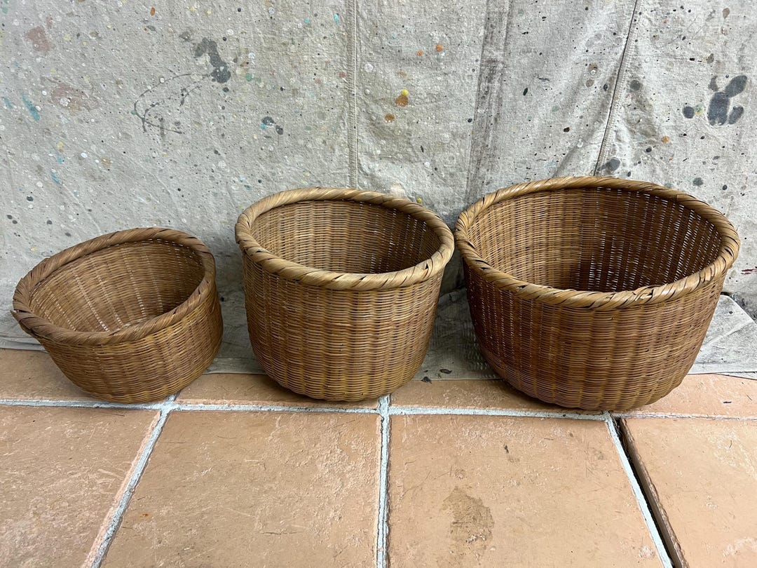 Vintage Japanese Famer’s Bascket 3pc Set - Etsy