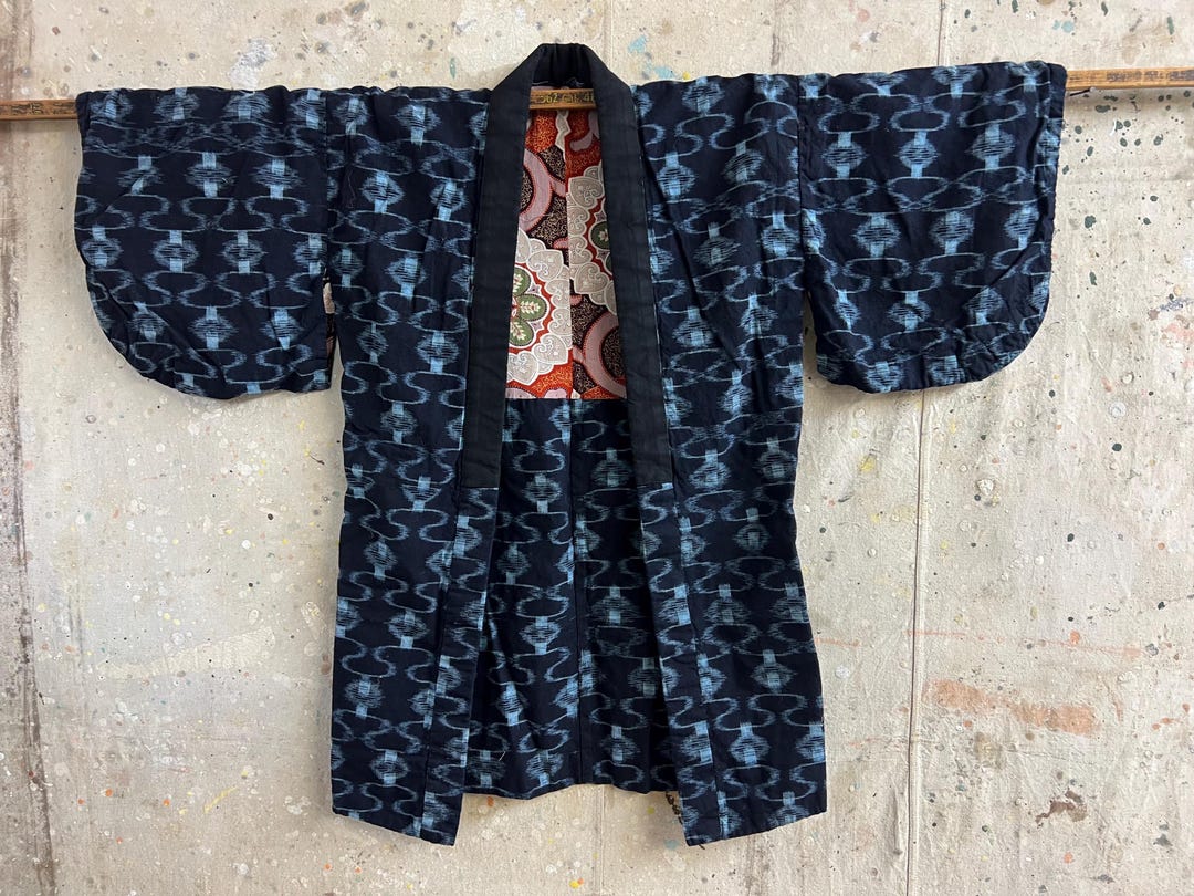 Vintage Japanese Indigo Kasuri Dyed Cotton Kimono #2716 - Etsy