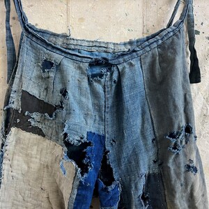 Vintage Japanese Distressed Indigo Dyed Famer’s Boro Patched Monpe ...