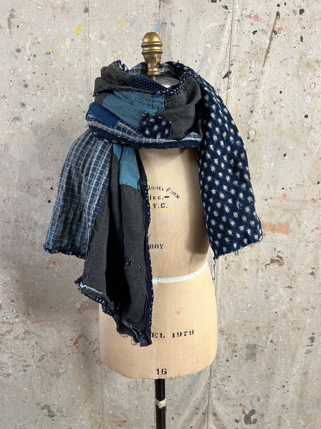 Vintage Japanese Indigo Dyed Boro Patched Scarf #2007 - Etsy