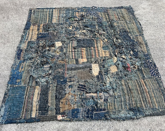 Vintage Japanese Super Heavy Indigo Dyed Boro Sakiori Rug #1401 - Etsy