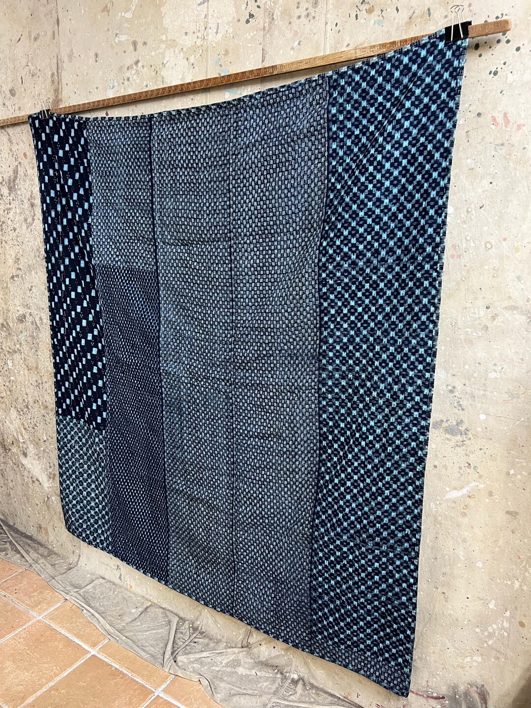 Vintage Japanese Indigo Kasuri Dyed Patched Rug #2641 - Etsy