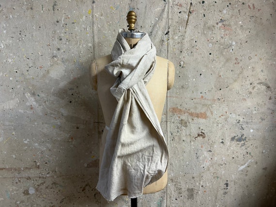 Vintage Japanese natural color boro fabric scarf #777 - Gem