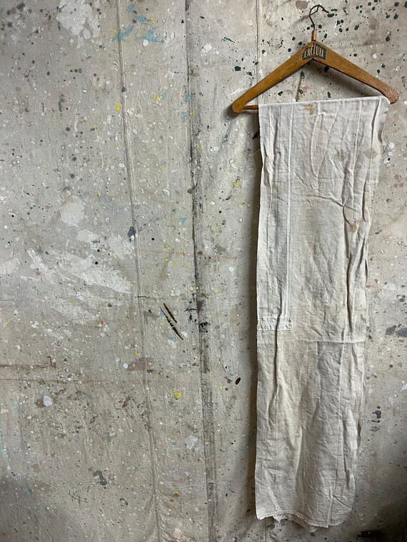 Vintage Japanese natural color boro fabric scarf #777 - Gem