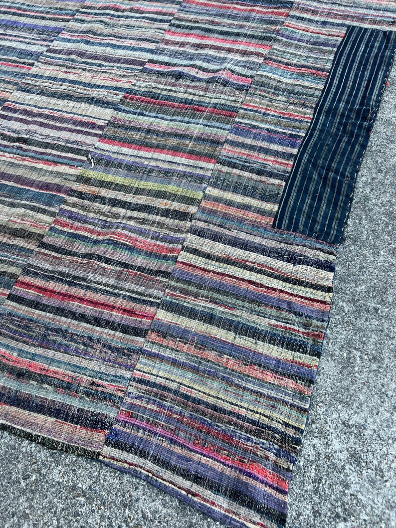 Vintage Japanese Sakiori and Indigo Dyed Boro Patched Rug #1583 - Etsy