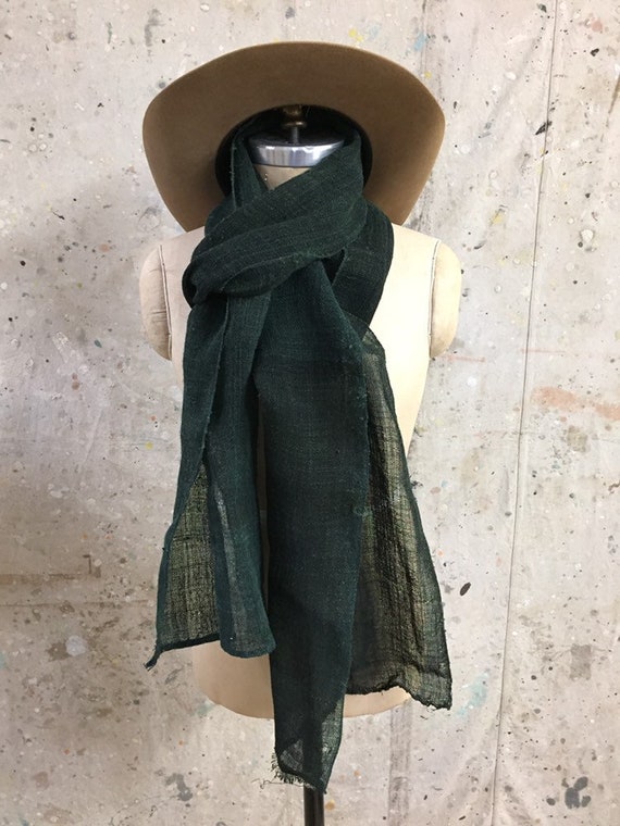 Japanese vintage hemp mosquito net fabric scarf #396 - Gem