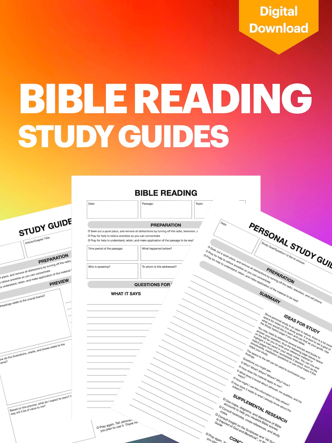 Printable JW Bible Study Guides | Jehovah's Witness, Digital Download ...