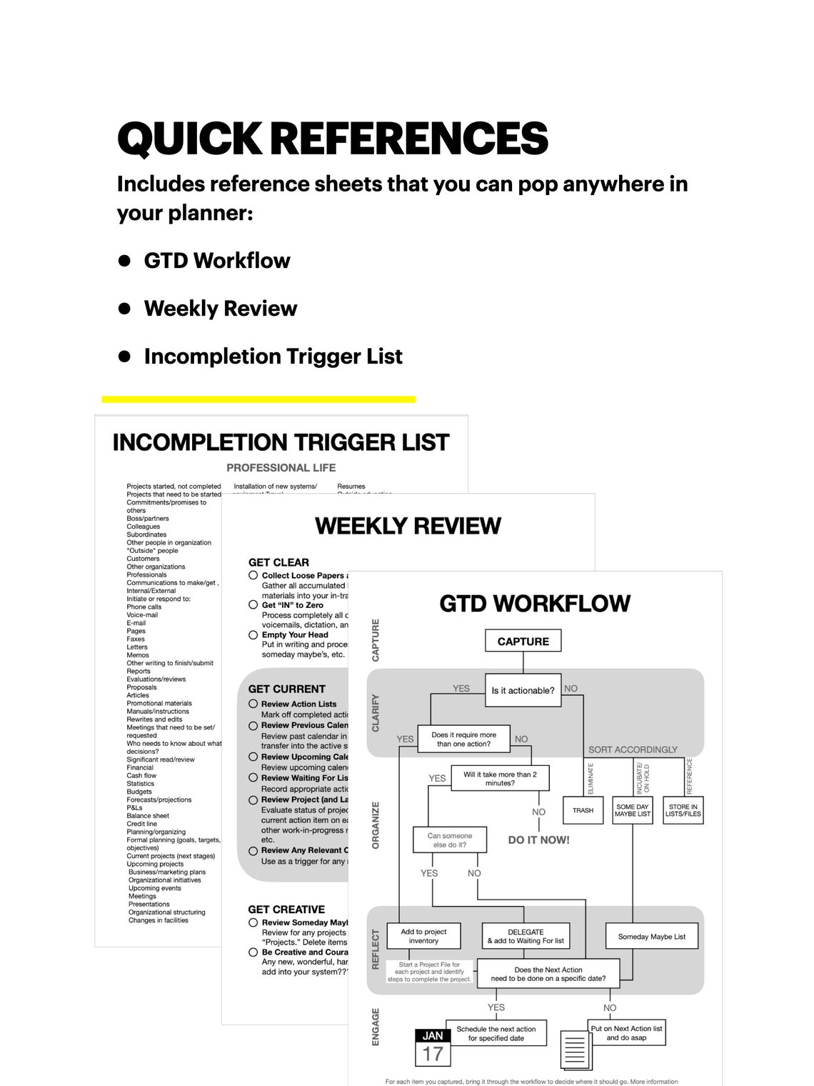 Printable GTD Worksheets Starter Bundle | PDF Digital Download | Letter ...