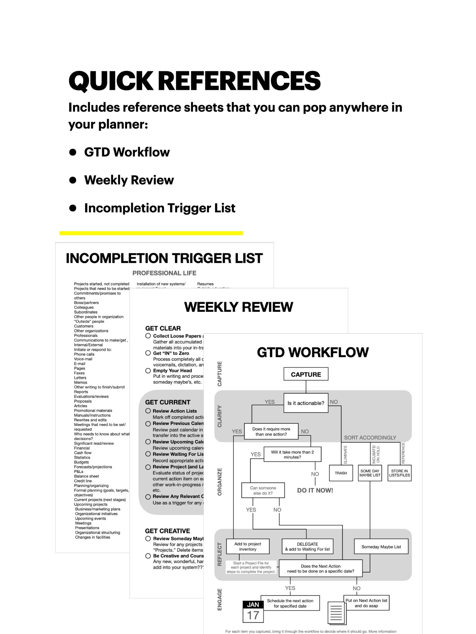 Printable GTD Worksheets Starter Bundle | PDF Digital Download | Letter ...