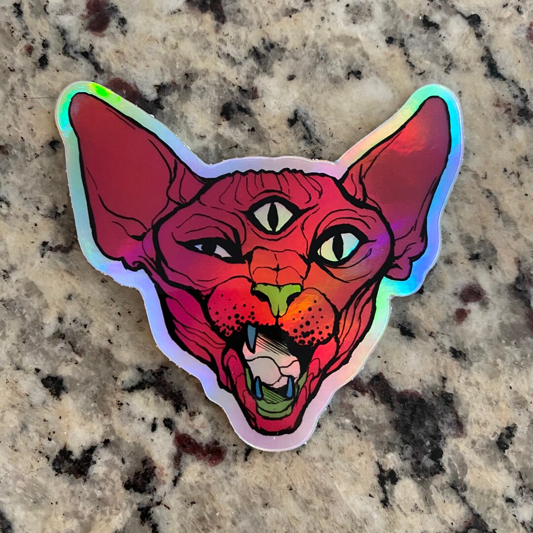 Holographic Three-eyed Sphinx Vinyl Sticker - Etsy