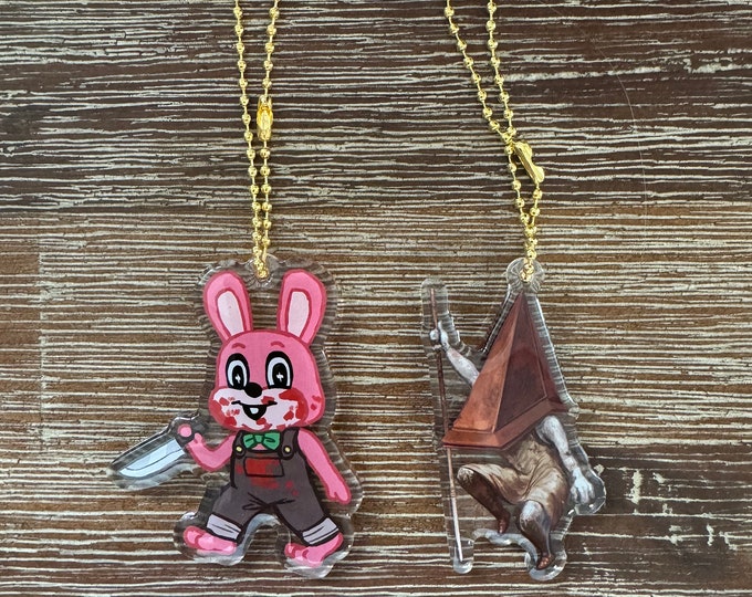 Robbie Rabbit + Pyramid Head Acrylic Charms - Etsy