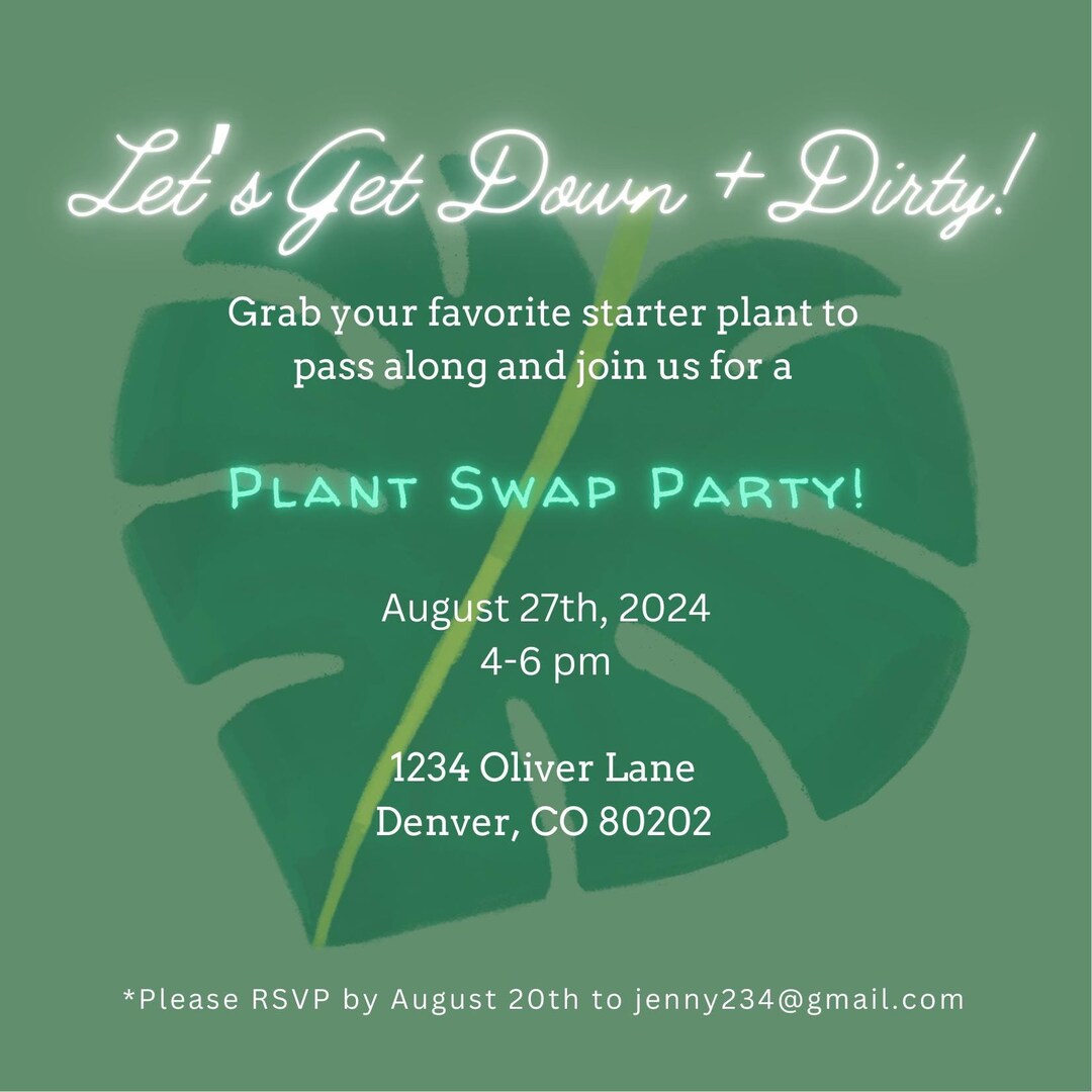 Plant Swap Invitation, Digital Plant Invite, Editable Plant Exchange ...