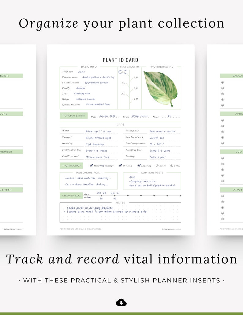 Plant Planner Printable Houseplant Journal Indoor Plant Care Etsy