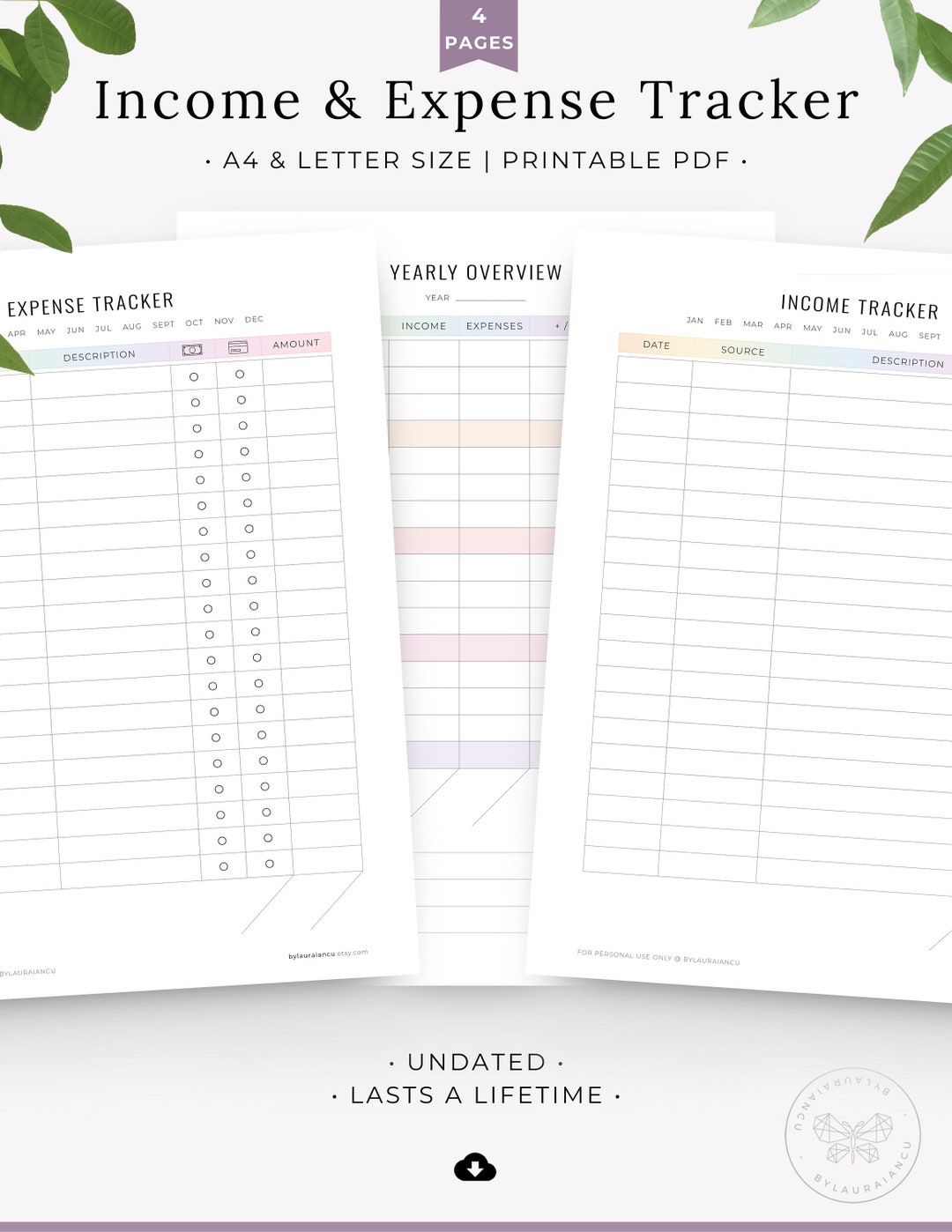 Income & Expense Tracker Printable Money Tracker Templates - Etsy