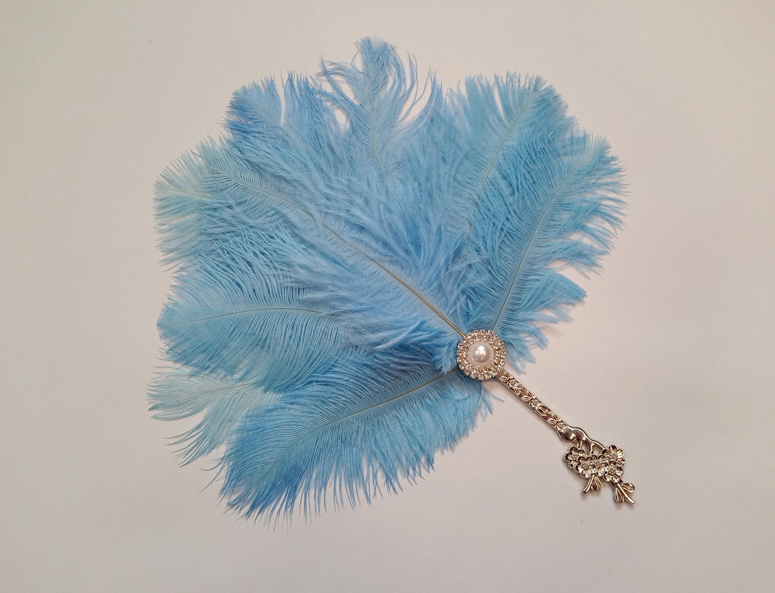 Pastel Blue 20s Wedding Handheld Feather Fan Vintage Inspired - Etsy