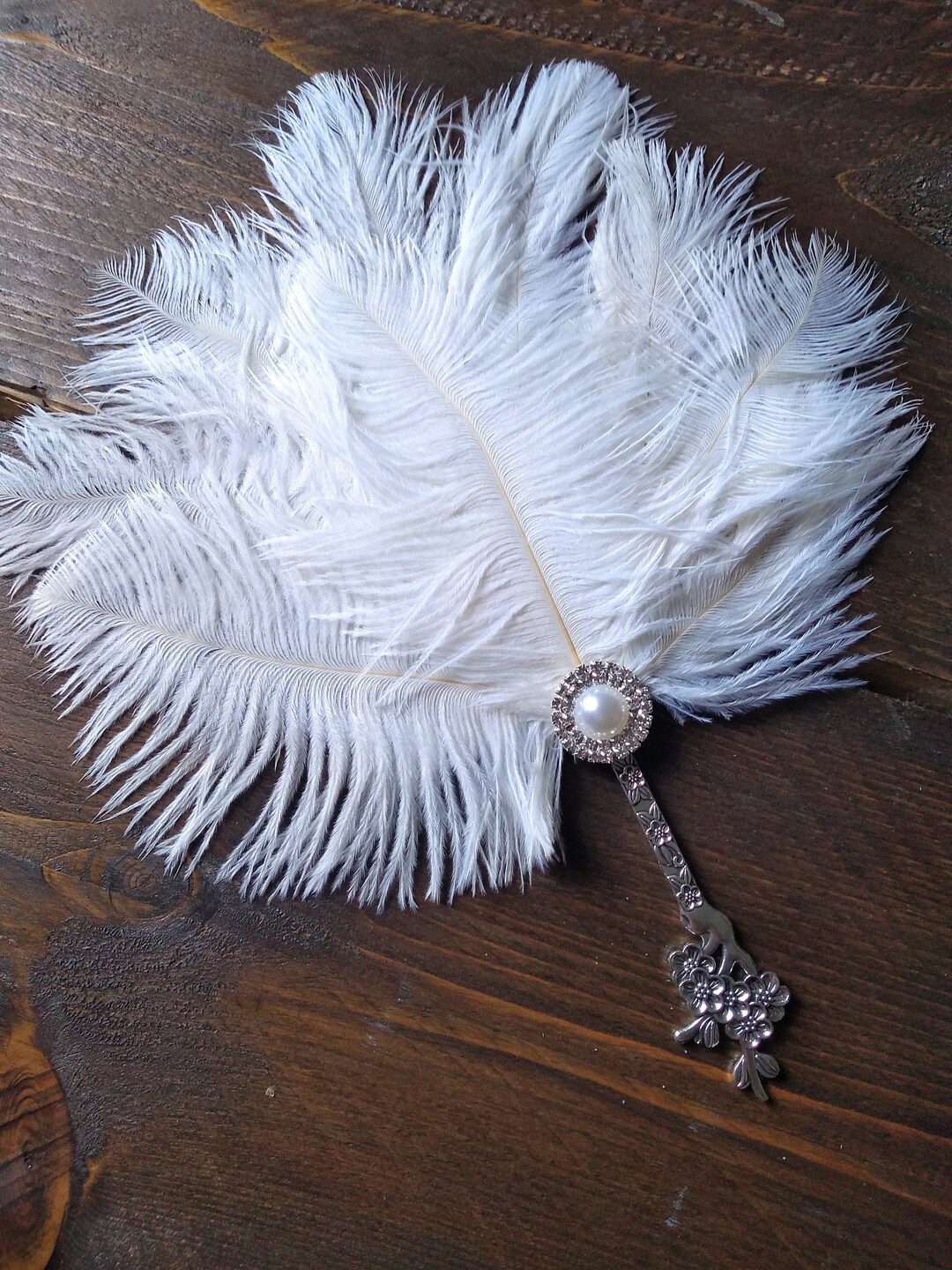 Ivory 20s Wedding Handheld Feather Fan Vintage Inspired Boho Chic ...