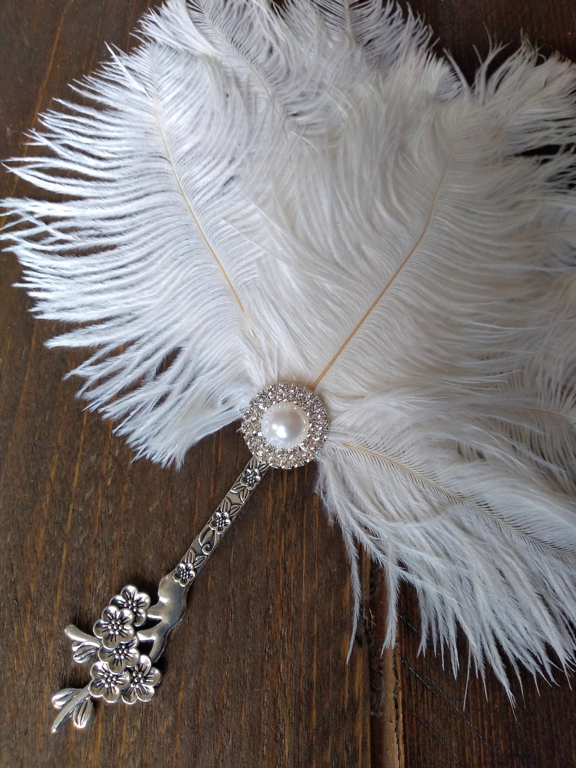 Ivory 20s Wedding Handheld Feather Fan Vintage Inspired Boho - Etsy