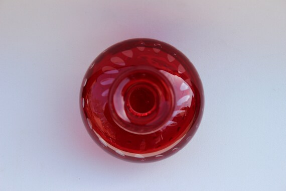 Vintage Ruby Red Bubble Glass Perfume Bottle with Sto… - Gem
