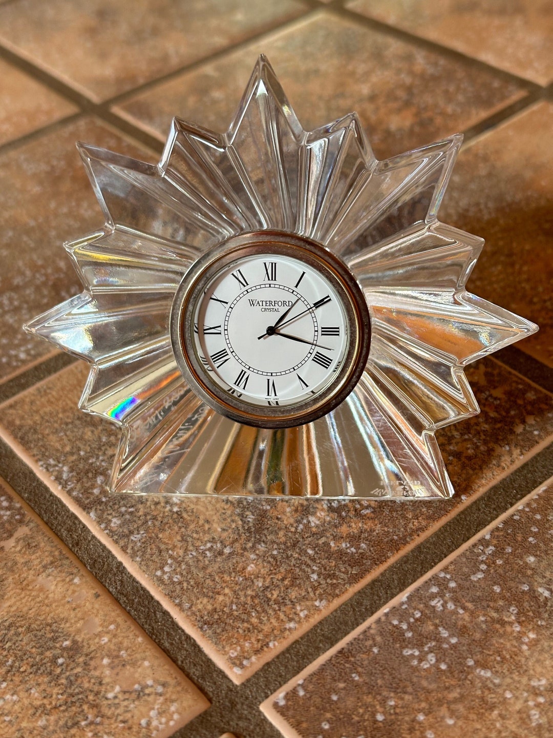 Waterford Diamond Crystal Glass Clock Vintage - Etsy