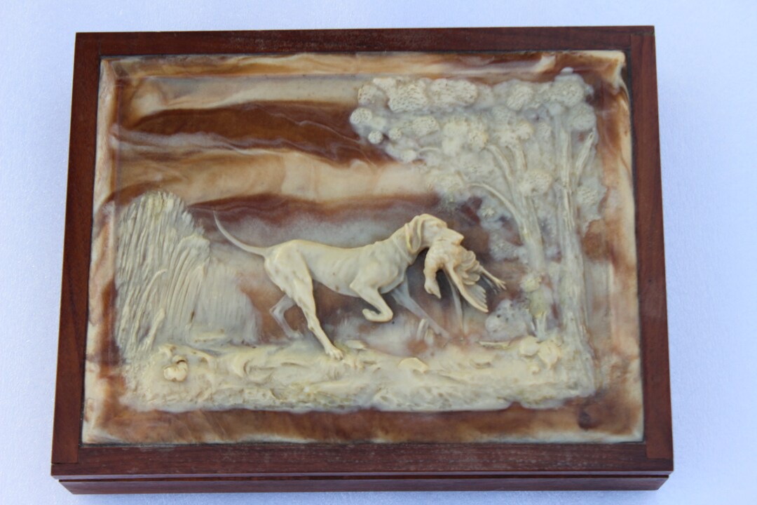 Incolay Hunting Scene: Dog With Grouse /jewelry Box - Etsy