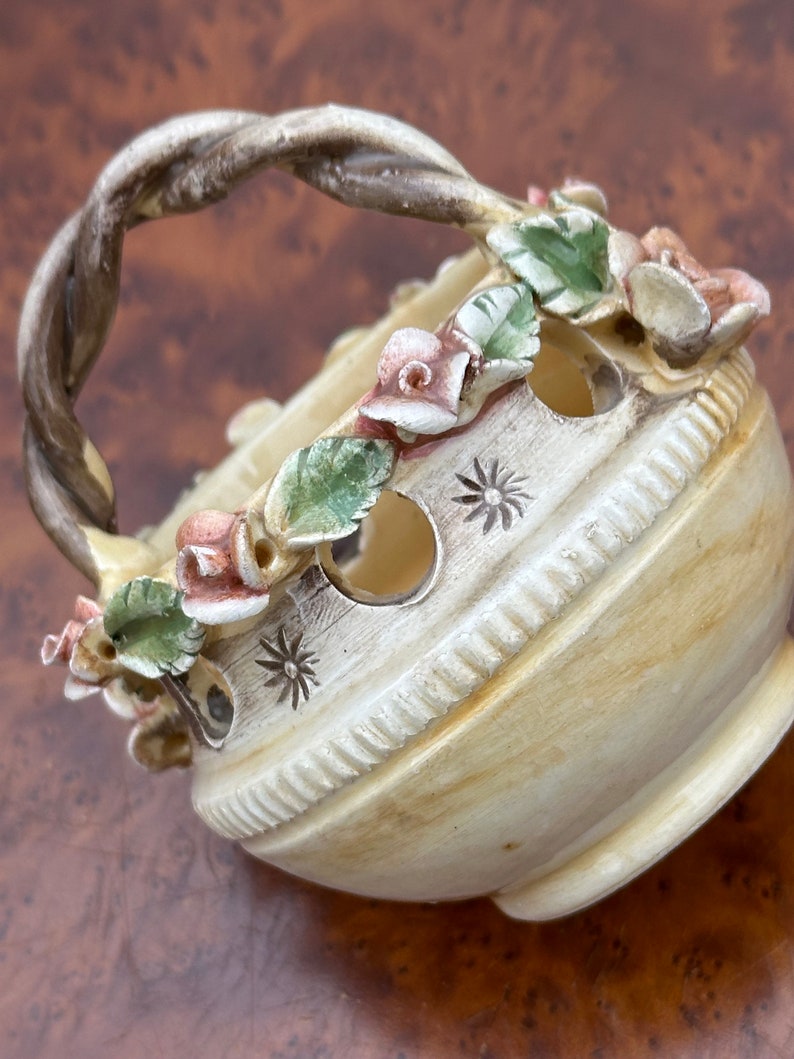 Vintage Hand Crafted Ceramic Basket With Flowers - Etsy