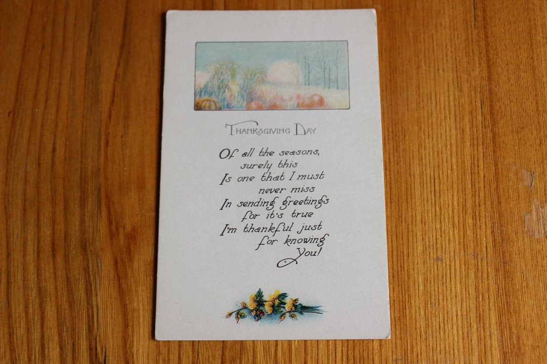 Vintage Thanksgiving Postcard With Poem Unused - Etsy