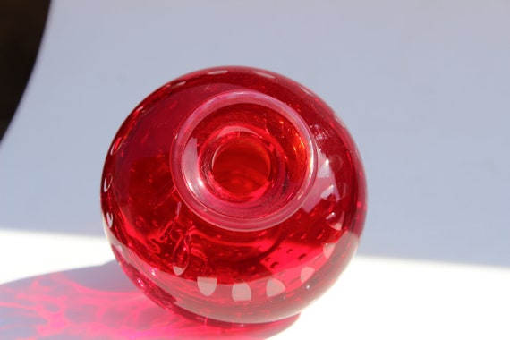 Vintage Ruby Red Bubble Glass Perfume Bottle with Sto… - Gem