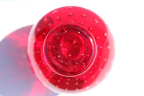 Vintage Ruby Red Bubble Glass Perfume Bottle with Sto… - Gem