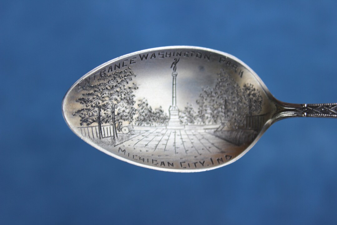 Sterling Silver SHEPARD Souvenir Spoon Washington Park Michigan City ...
