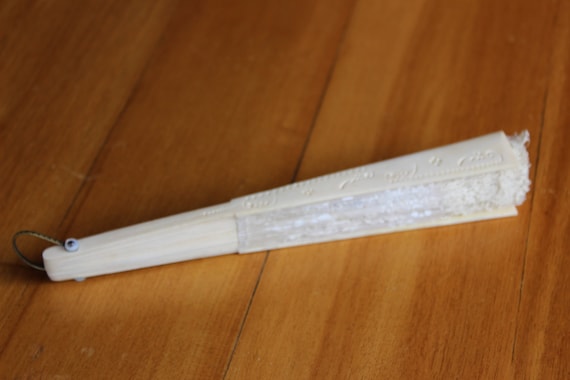 Antique Bone Fan With Brass Ring Hold - Gem