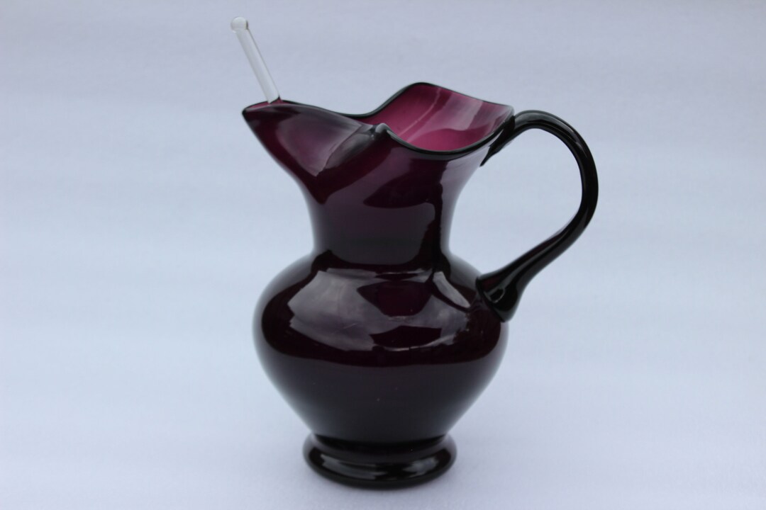 Mid Century Hand Blown Pinched Spout Amethyst Glass Pitcher - Etsy