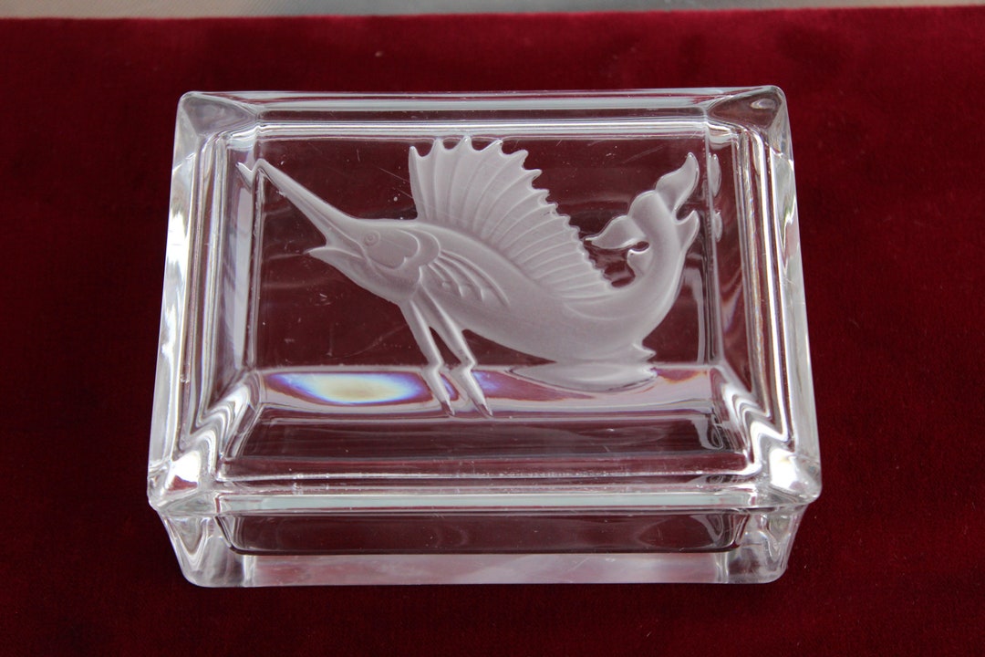 Crystal Etched Marlin/swordfish Glass Box - Etsy