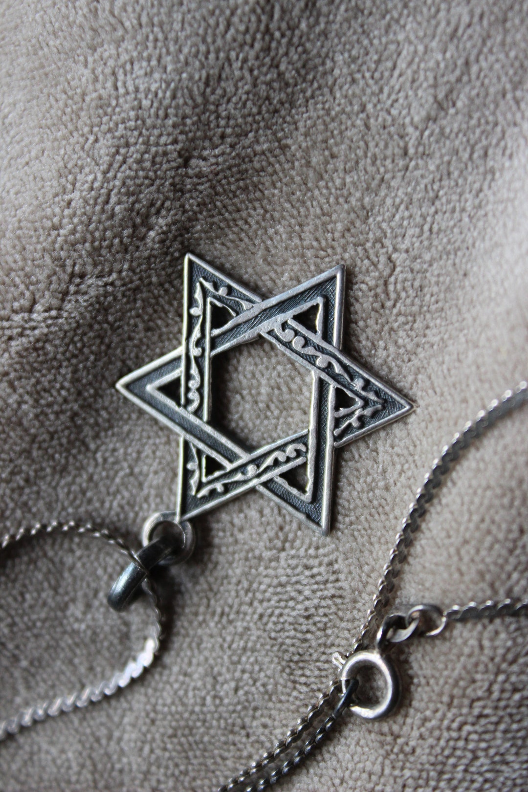 Sterling Silver Star of David on 15 Chain - Etsy