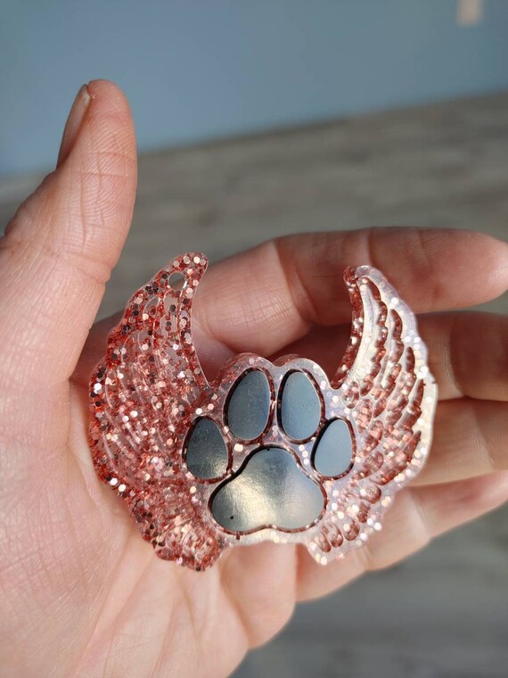 Dog paw angel wings keychain | Etsy