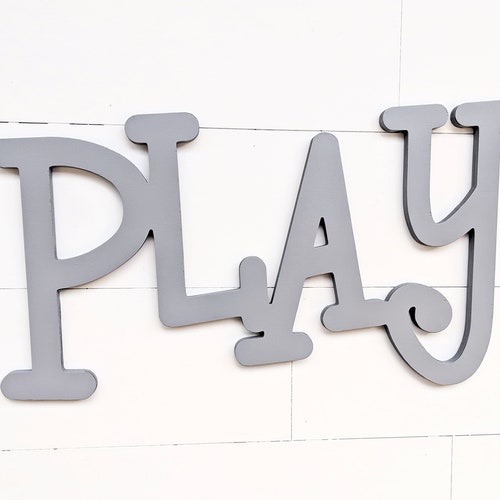 Play Word Cut Out Wooden Sign Playroom Sign Kid's | Etsy