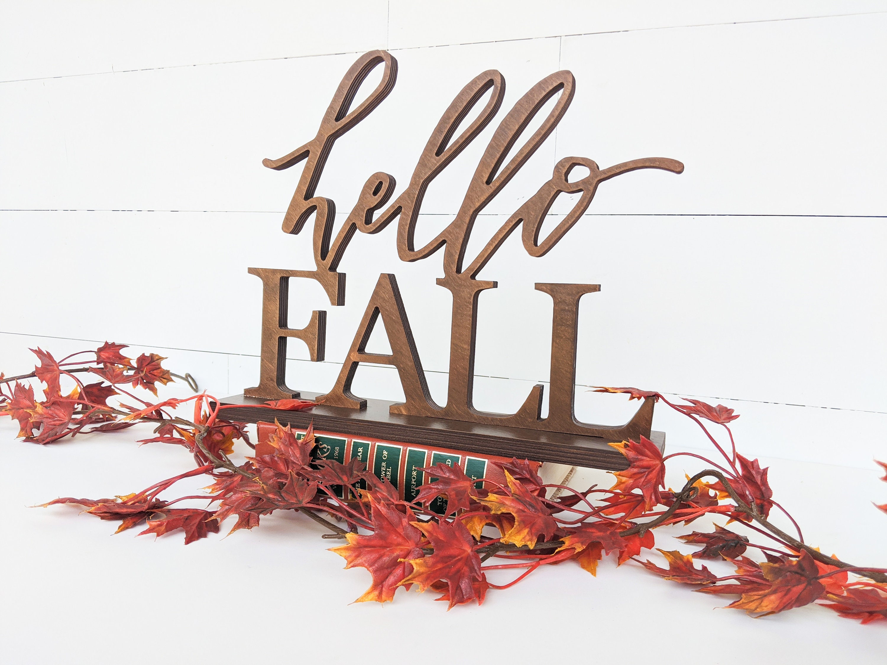 Hello Fall Free Standing Sign Wooden Decor to Welcome Autumn | Etsy