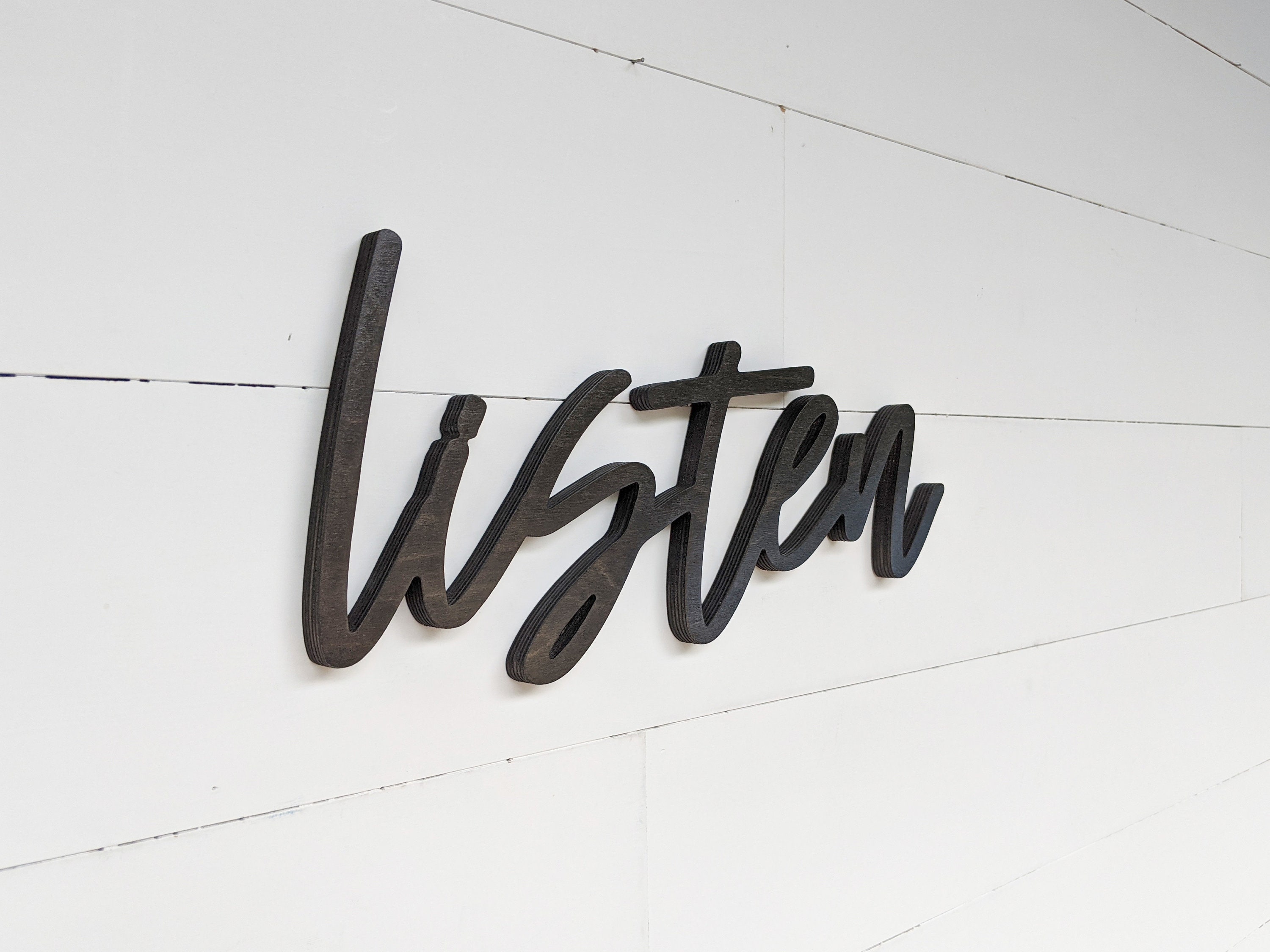 Listen Sign Listen word cutout 1/2 thick wooden | Etsy