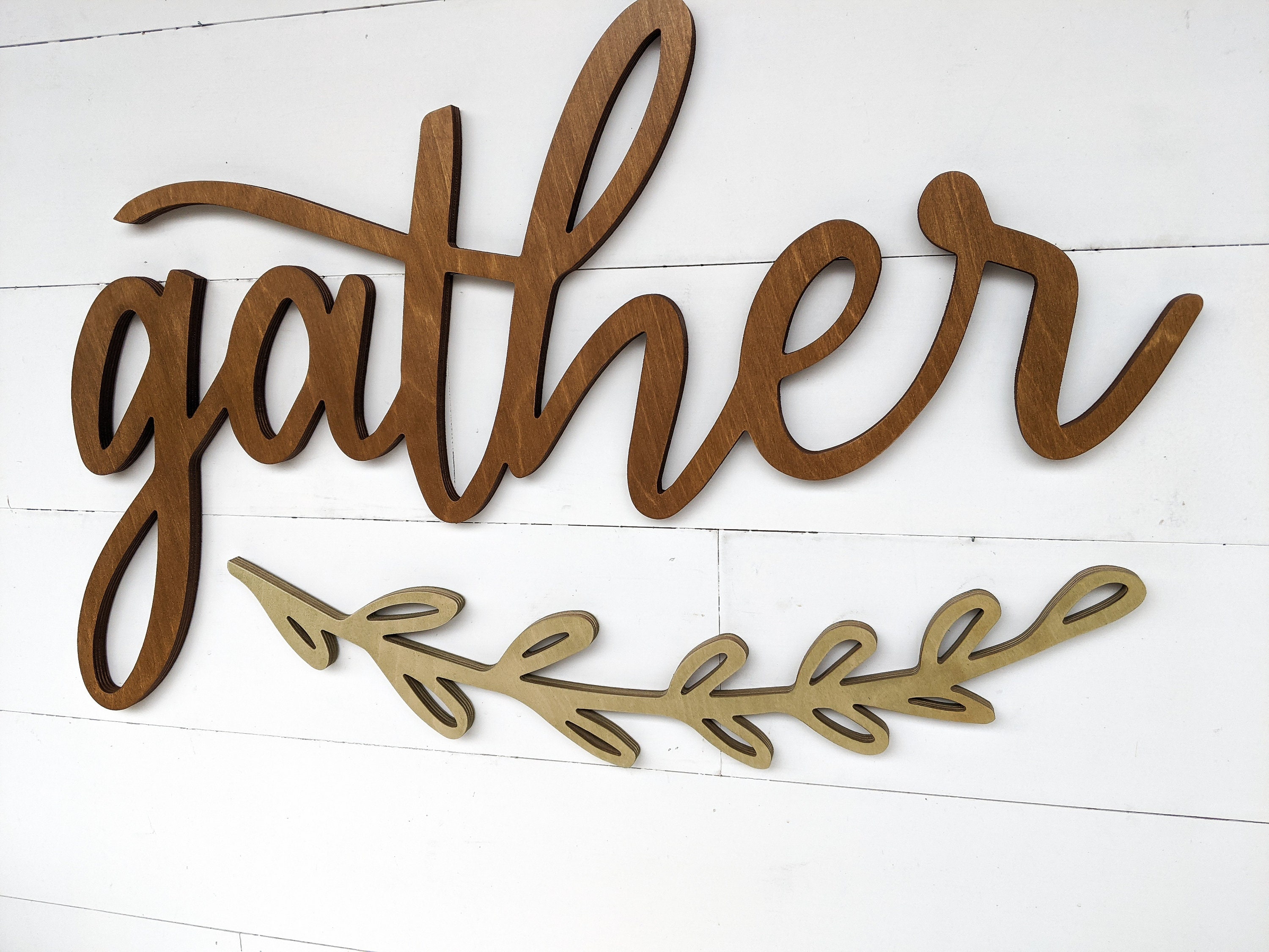Gather Sign Gather With Leaves Cutout 1/2 Thick Wooden | Etsy
