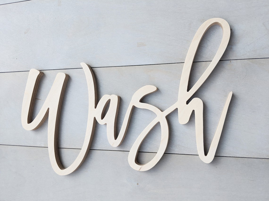 Wash Word Cutout Wash Wooden Letters Wash Sign 1/2 Inch | Etsy