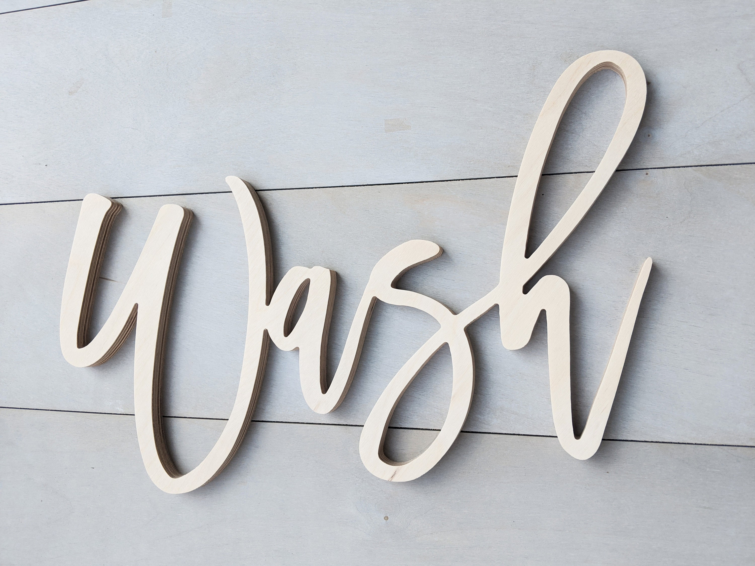 Wash Word Cutout Wash Wooden Letters Wash Sign 1/2 Inch | Etsy