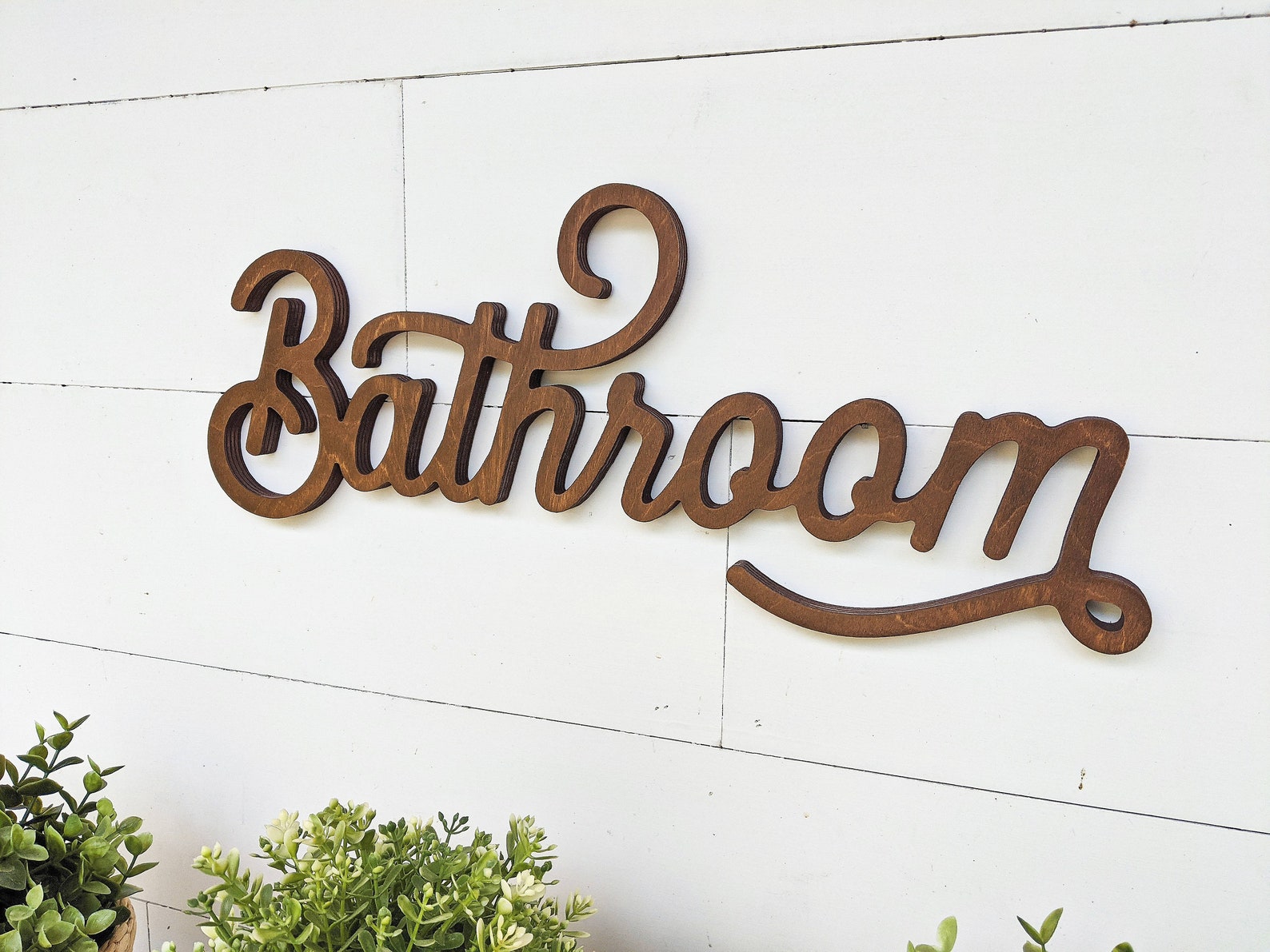 Bathroom Word Cutout Bathroom Sign Wooden Word Cut-out | Etsy