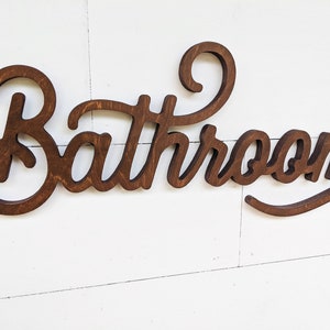 Bathroom Word Cutout | Bathroom Sign | Wooden Word Cut-out | Wood ...
